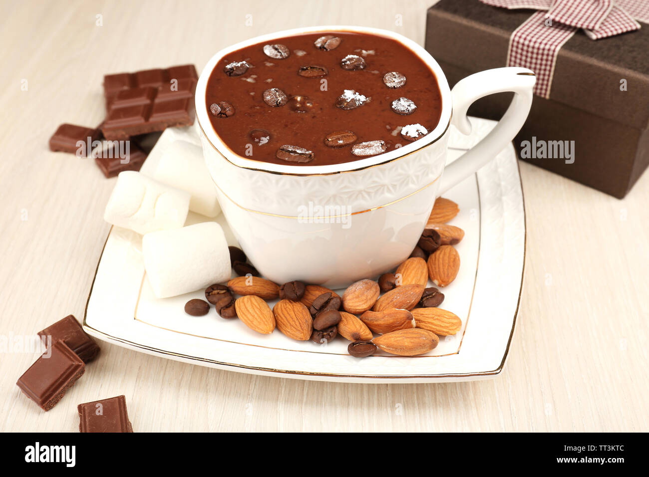 Cup of hot chocolate on table, close up Stock Photo - Alamy