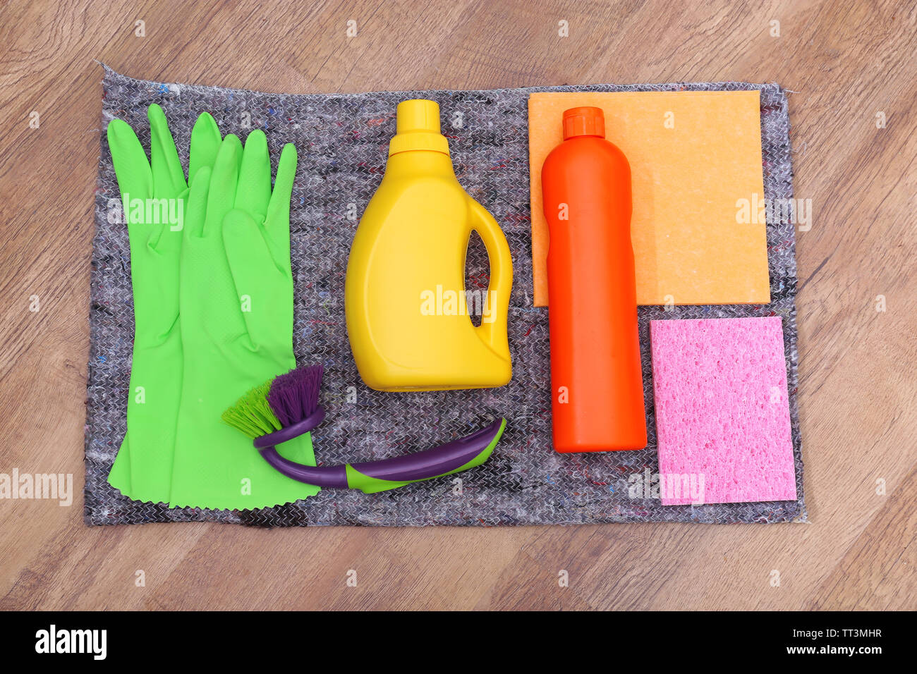 Collection of cleaning products and tools Stock Photo - Alamy