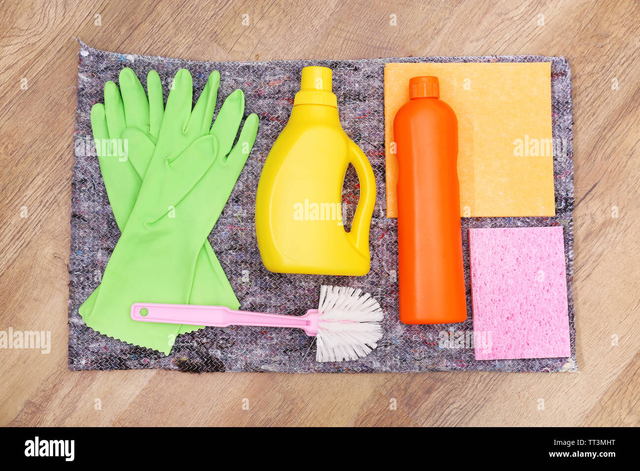 Collection of cleaning products and tools Stock Photo - Alamy