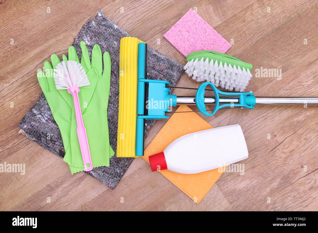 Collection of cleaning products and tools Stock Photo - Alamy