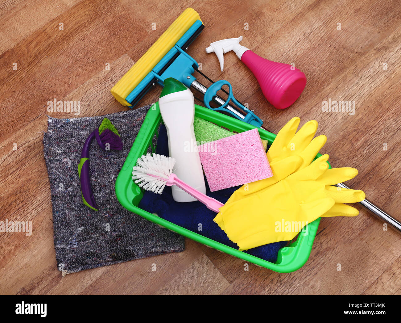 Collection of cleaning products and tools Stock Photo - Alamy