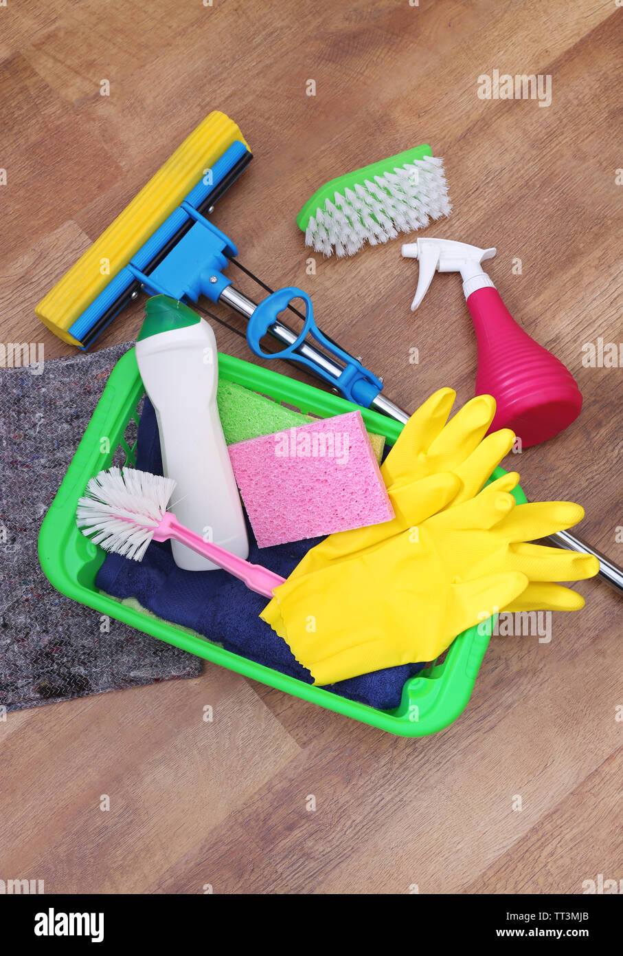 Collection of cleaning products and tools Stock Photo - Alamy