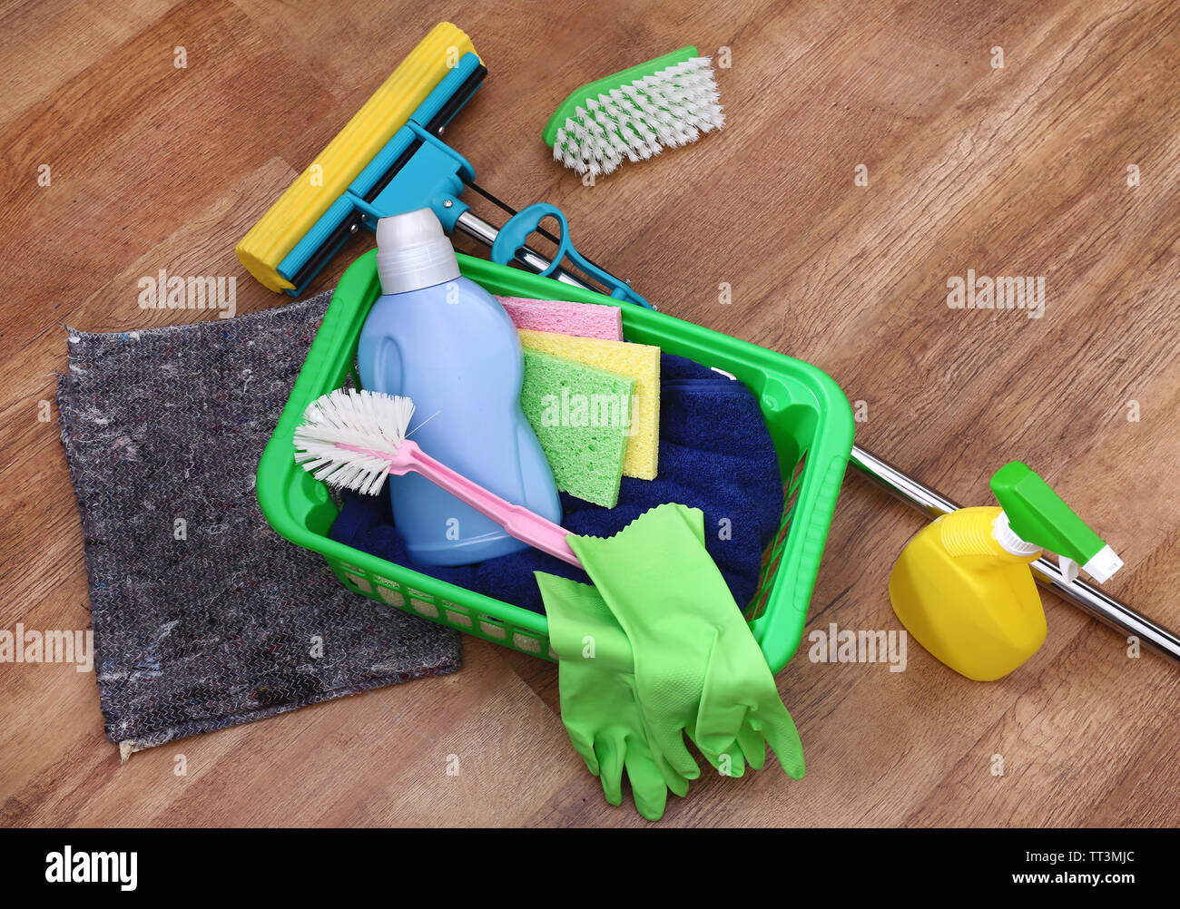 Collection of cleaning products and tools Stock Photo - Alamy