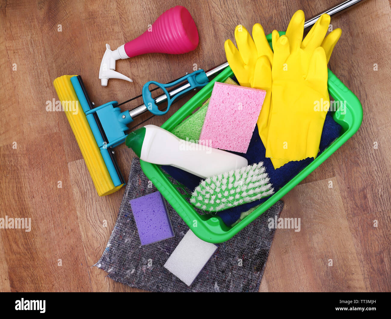 Collection of cleaning products and tools Stock Photo - Alamy