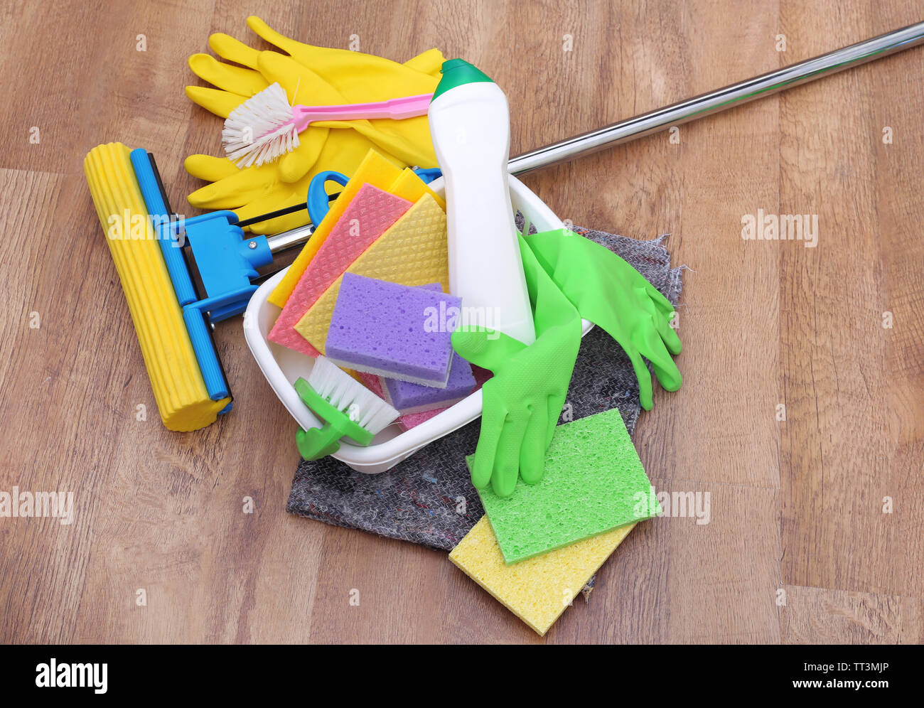 Collection of cleaning products and tools Stock Photo - Alamy