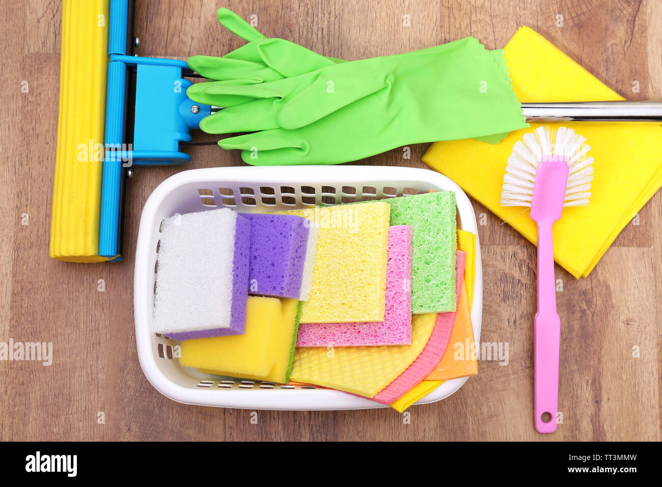 Collection of cleaning products and tools Stock Photo - Alamy