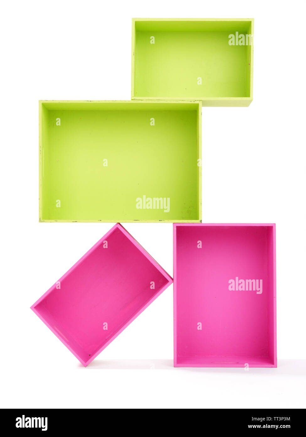Multicoloured rectangular boxes isolated on white Stock Photo - Alamy