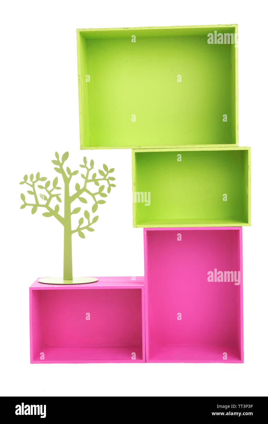 Multicoloured rectangular boxes isolated on white Stock Photo - Alamy