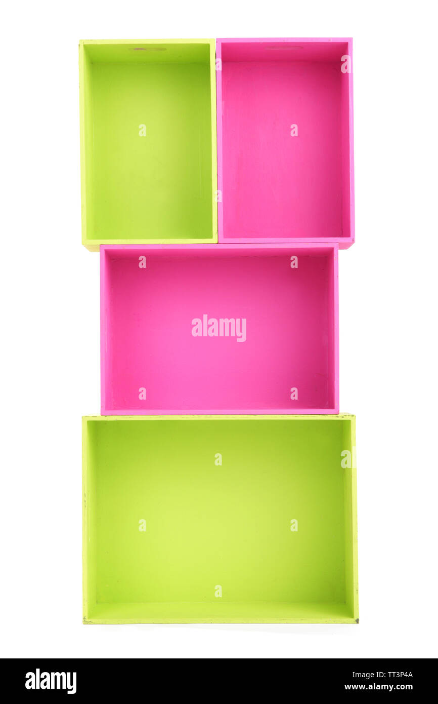 Multicoloured rectangular boxes isolated on white Stock Photo - Alamy