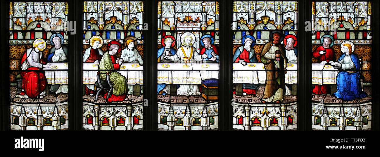 The Last Supper - Stained Glass Window Stock Photo - Alamy