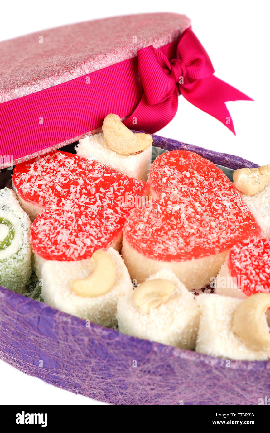 Tasty Turkish delight in present box close up Stock Photo - Alamy