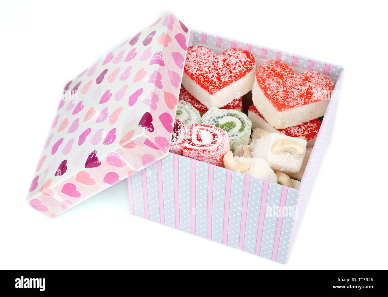 Tasty Turkish delight in present box isolated on white Stock Photo - Alamy