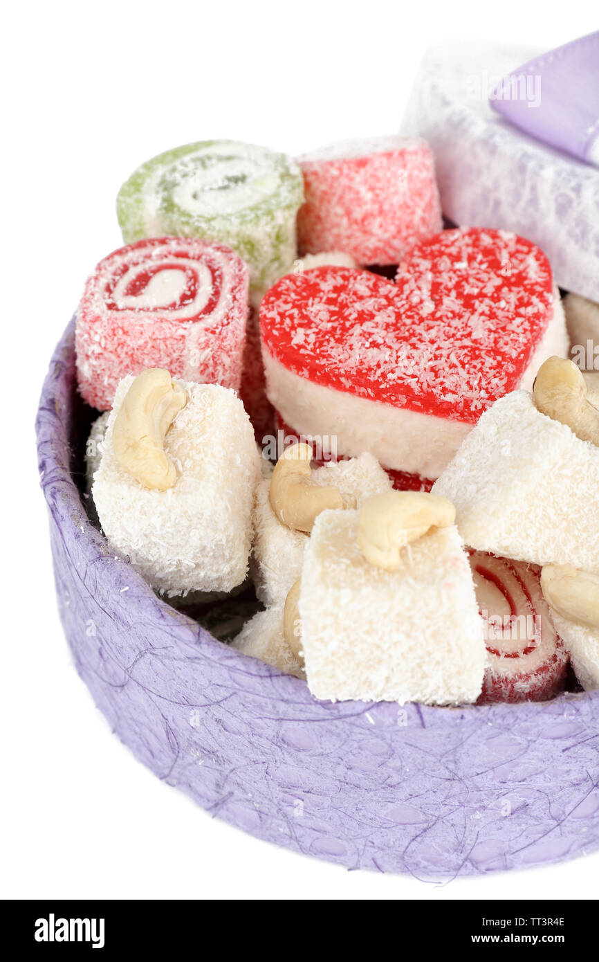 Tasty Turkish delight in present box close up Stock Photo - Alamy