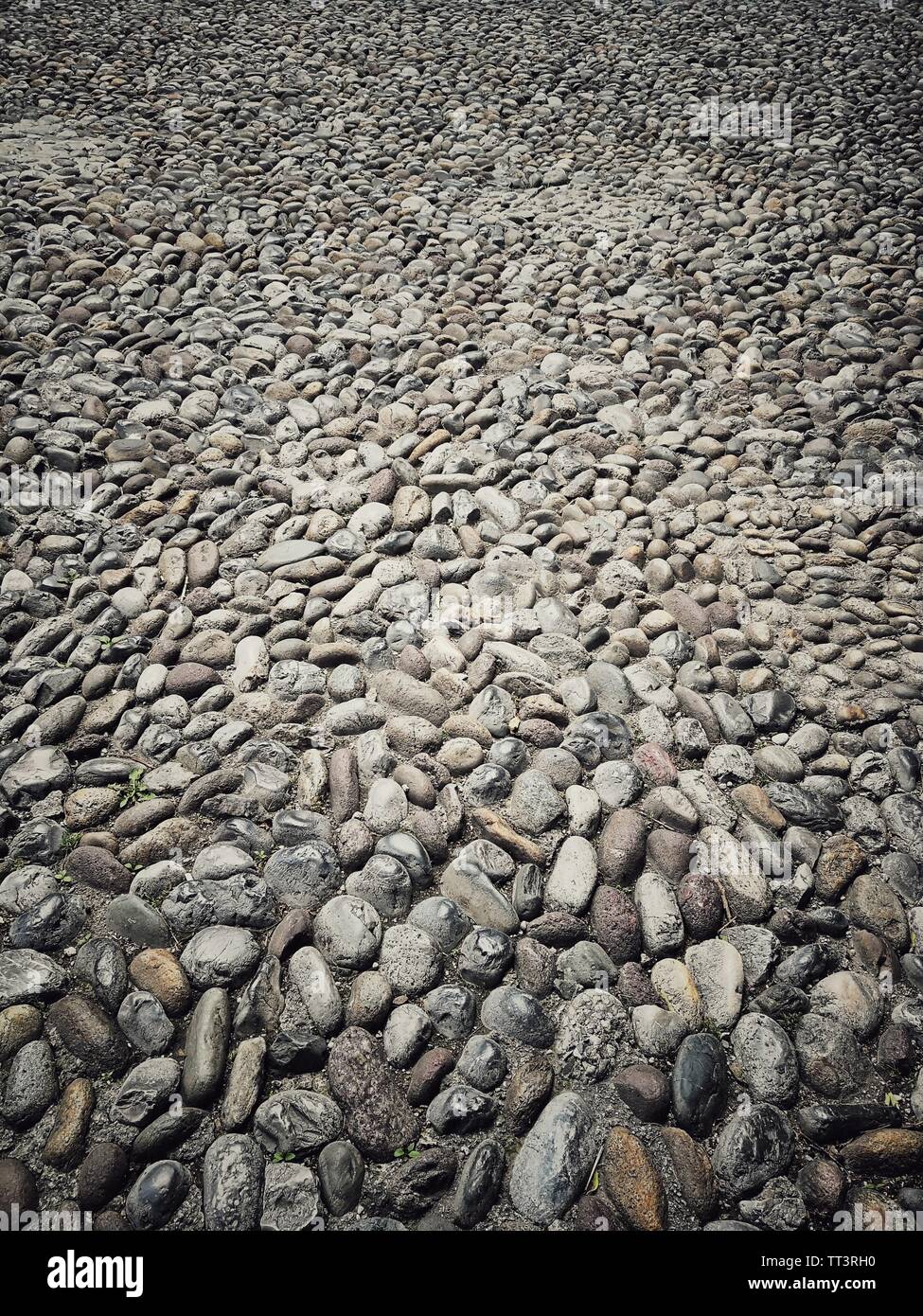 Color image of a pavement made of round stones Stock Photo - Alamy