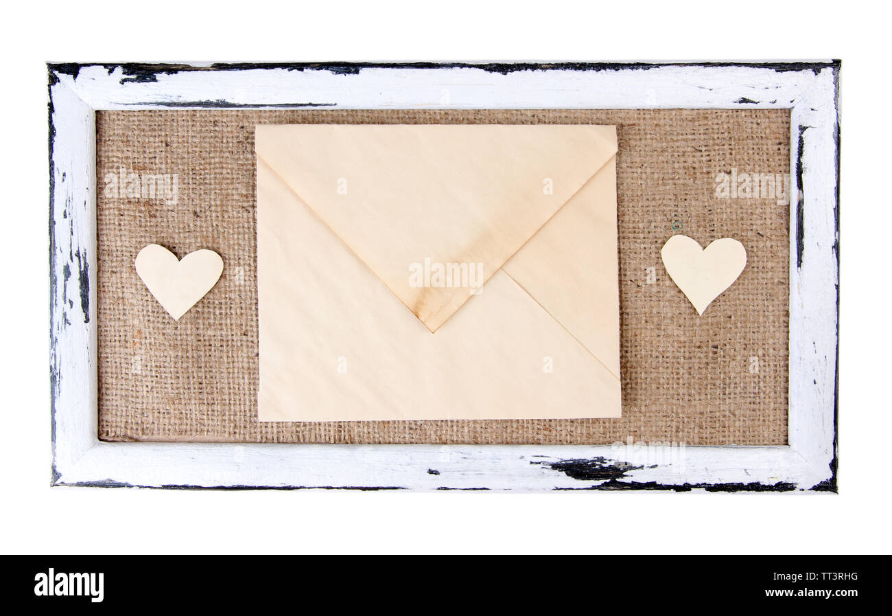 Wooden frame with love letter isolated on white Stock Photo - Alamy