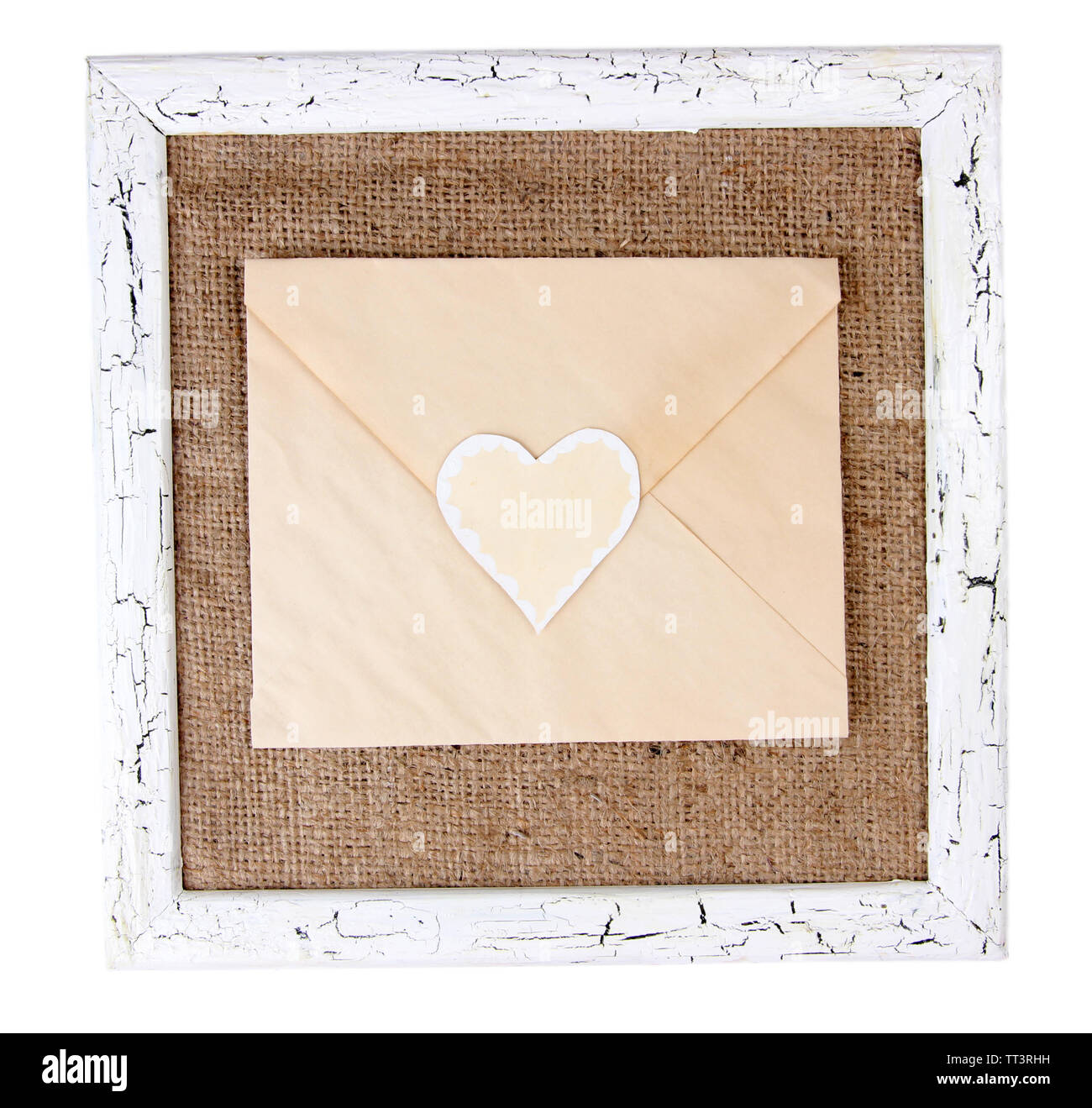 Wooden frame with love letter isolated on white Stock Photo - Alamy