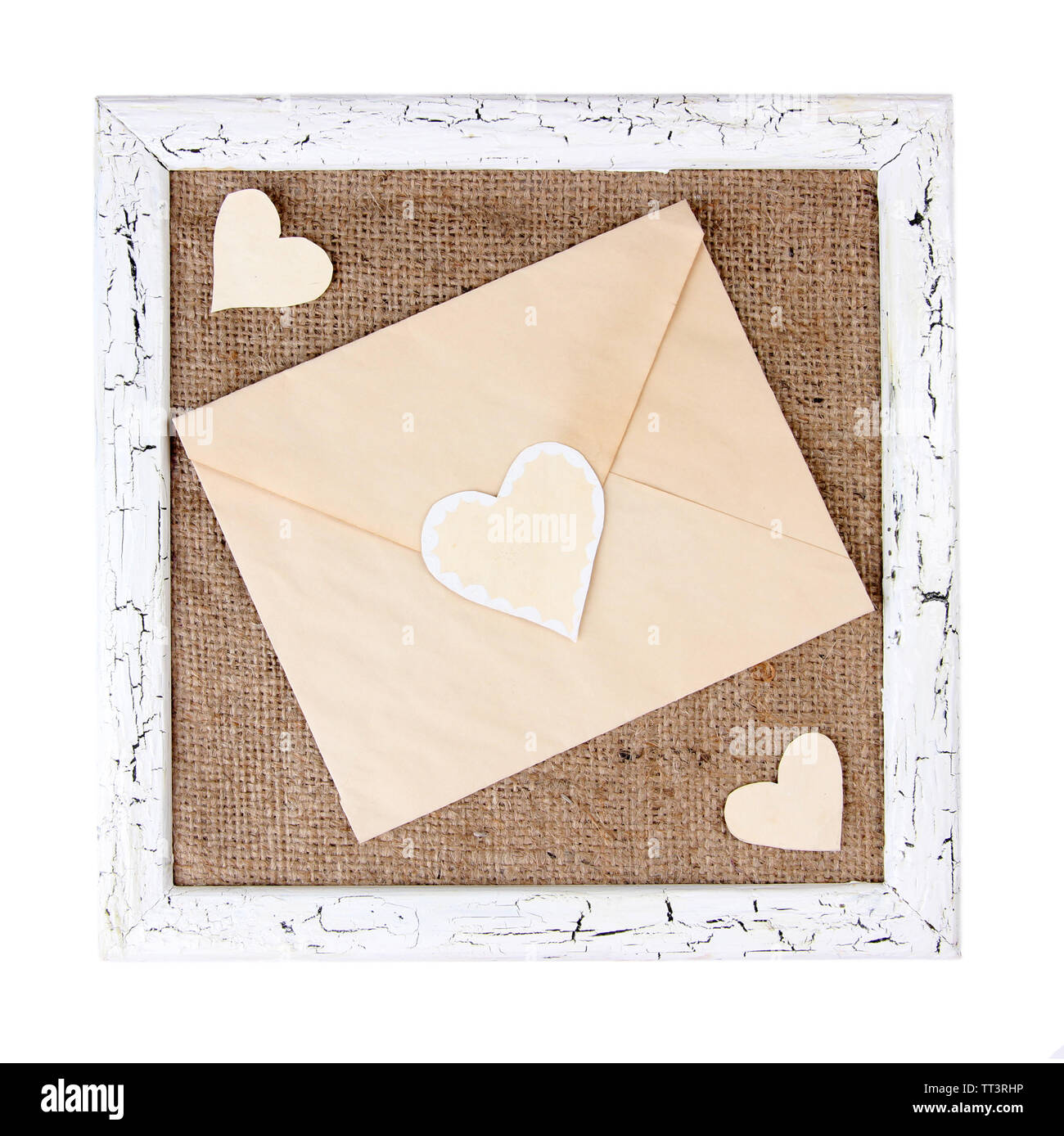 Wooden frame with love letter isolated on white Stock Photo - Alamy