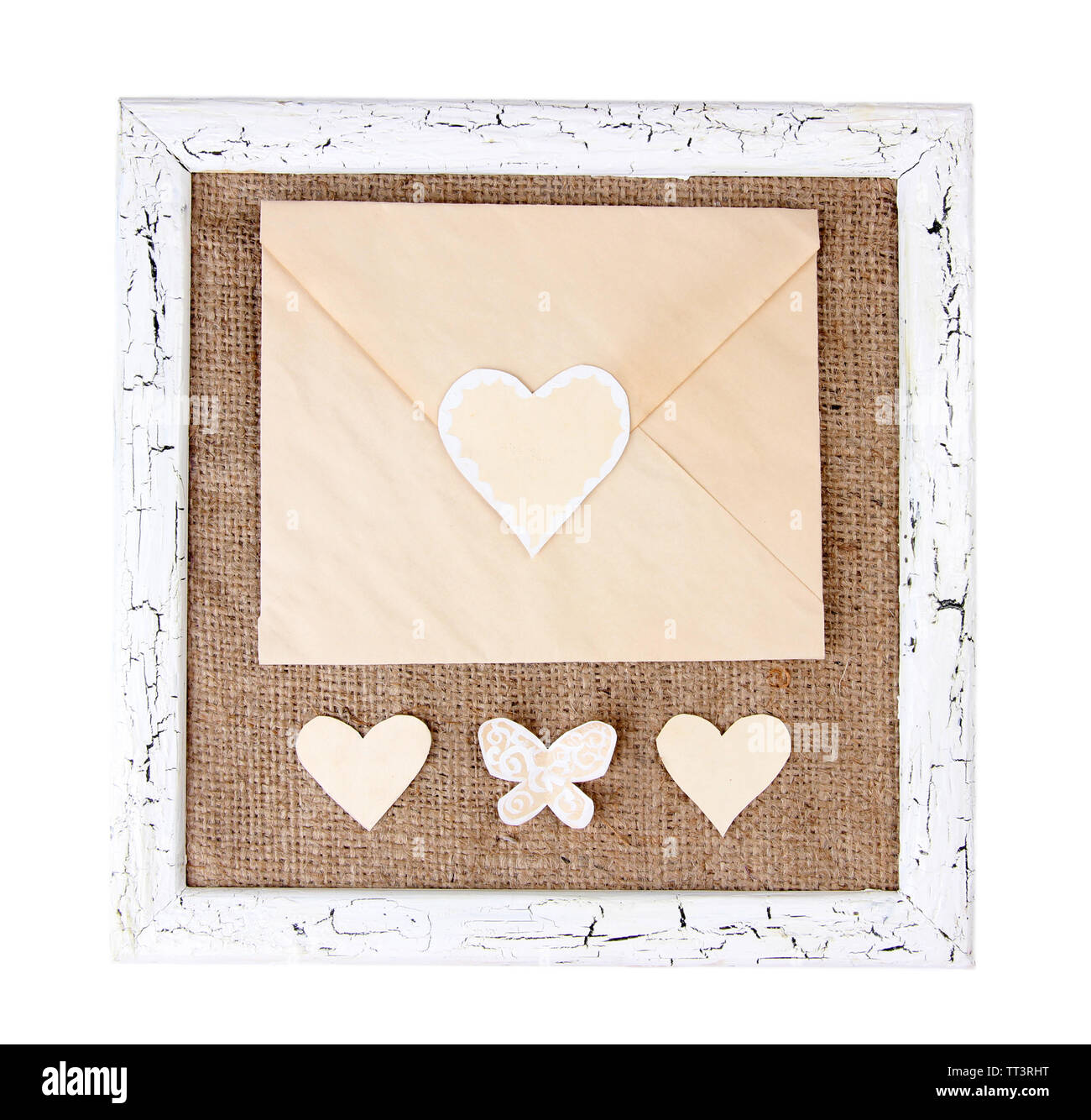Wooden frame with love letter isolated on white Stock Photo - Alamy