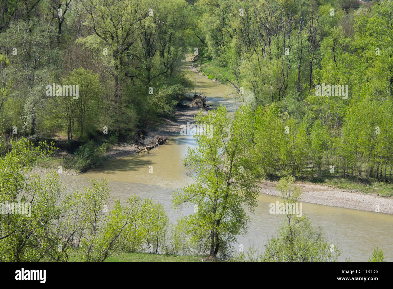 View of the confluence of two rivers Stock Photo - Alamy