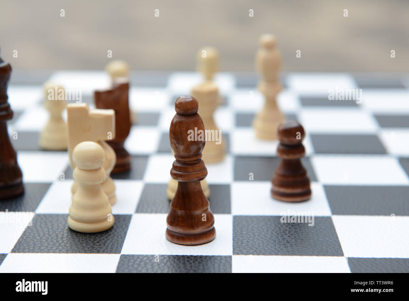 Chess board with chess pieces close-up Stock Photo - Alamy