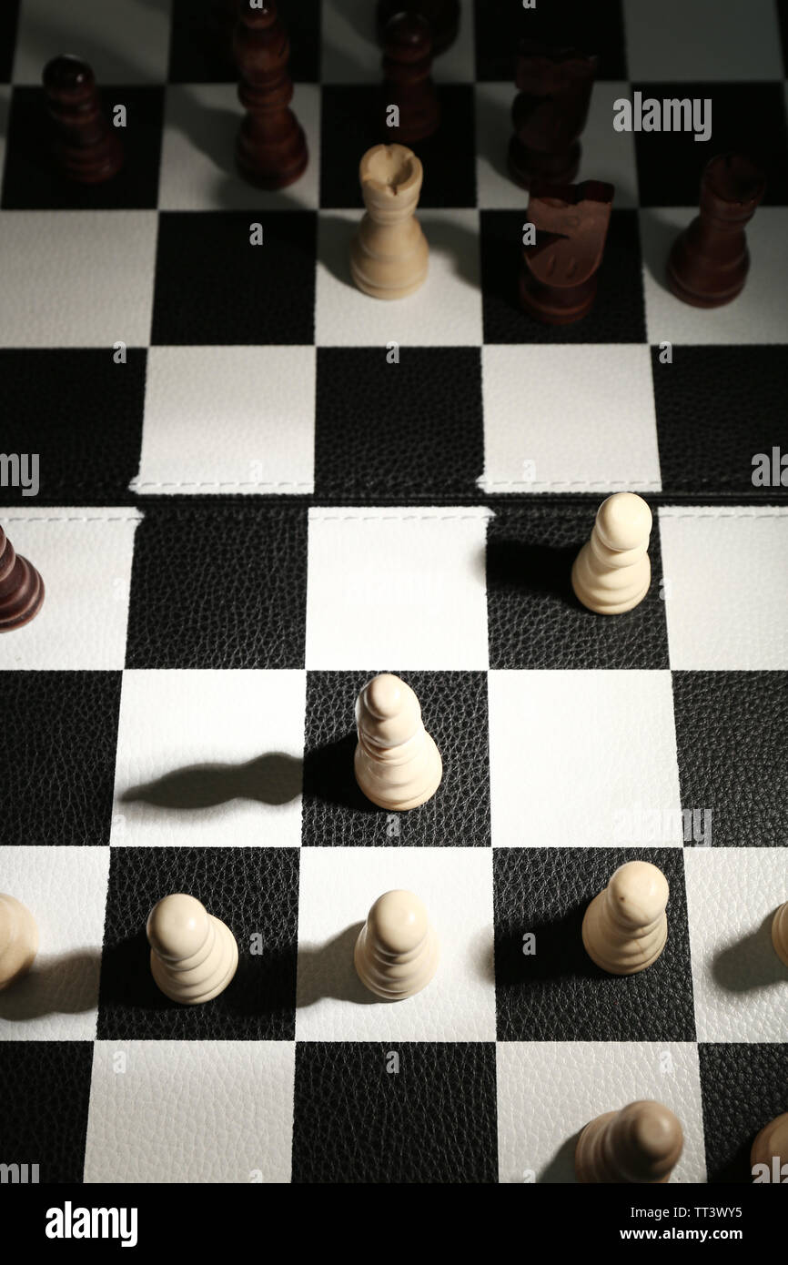 Chess board with chess pieces close-up Stock Photo - Alamy