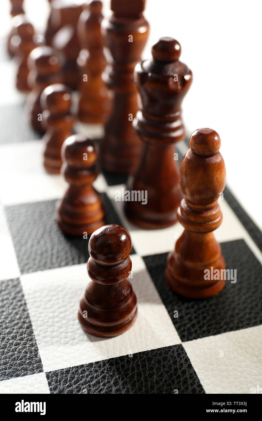 Chess board with chess pieces close-up Stock Photo - Alamy