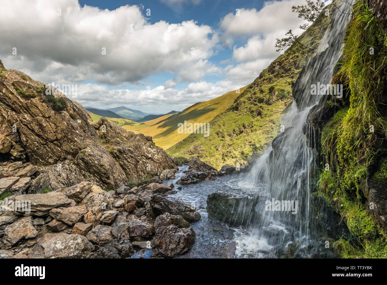 Upper reaches of Moss Force waterfall on Buttermere Moss near ...