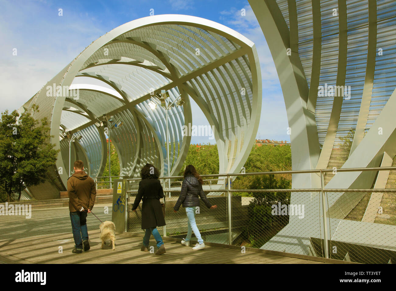 Spain, Madrid, Arganzuela Bridge, Dominique Perrault architect, people ...