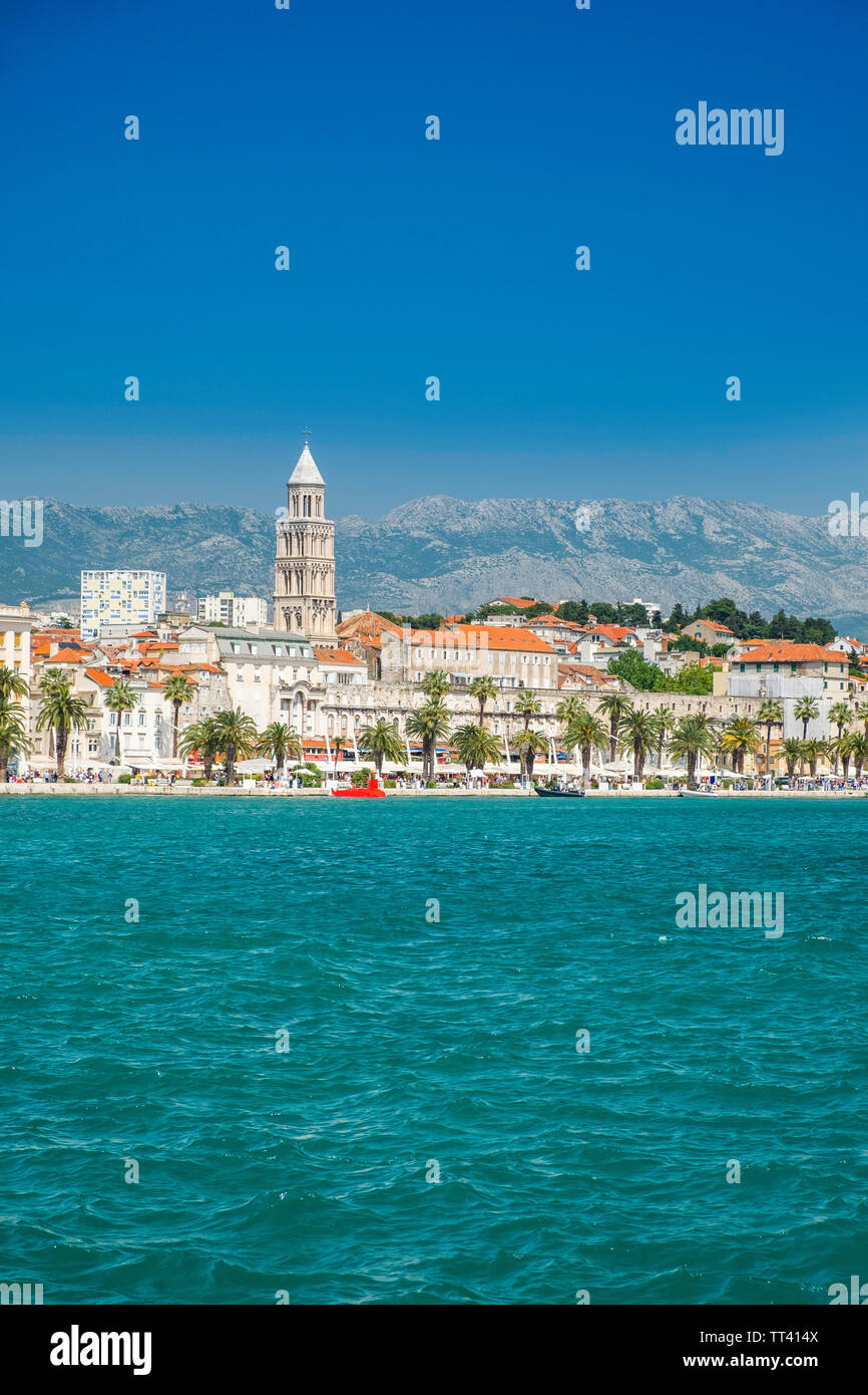 Skyline and marina in city of Split, Croatia, largest city in the ...