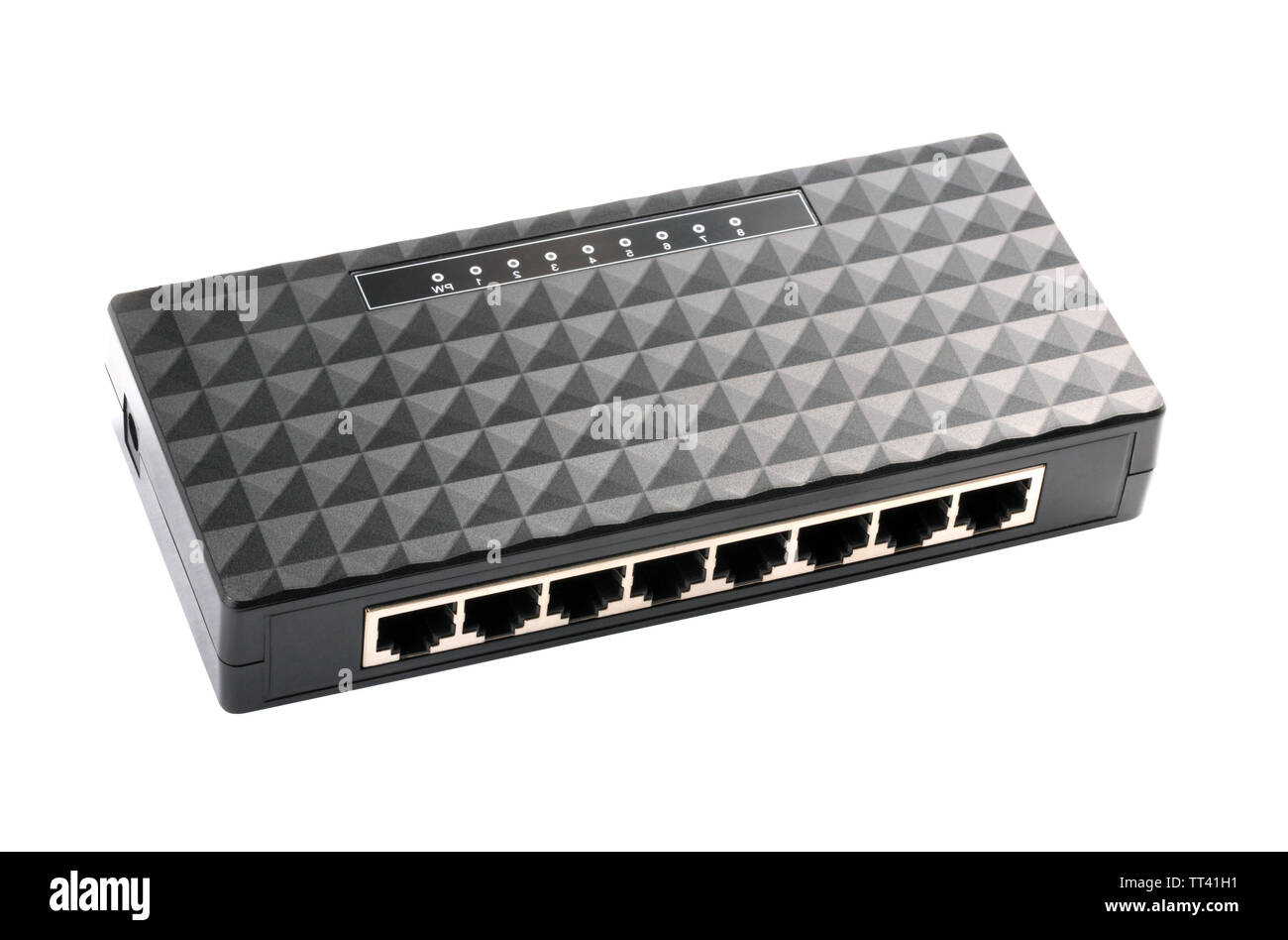 black 8 Port Plastic Ethernet Switch isolated on white background at ...