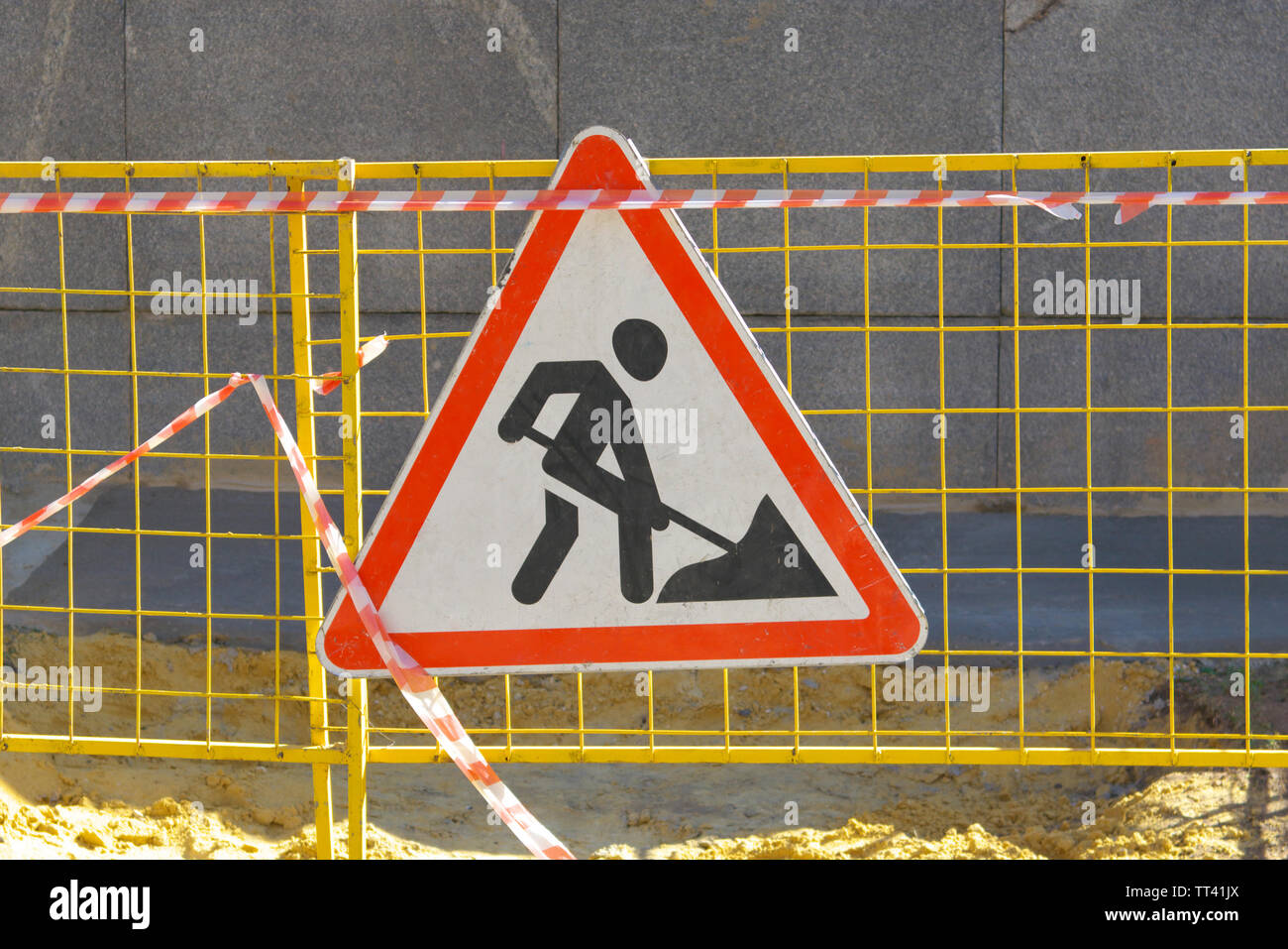 road works sign Stock Photo - Alamy