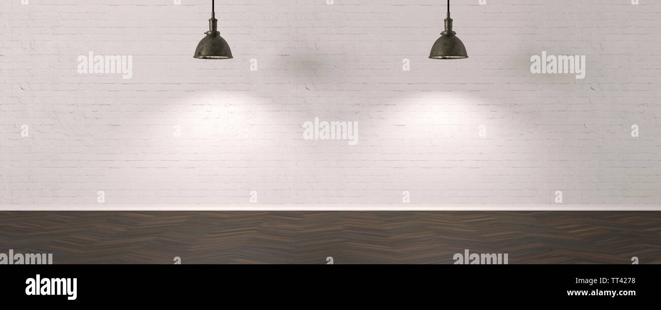 emty gallery room with spots - Illustration Stock Photo - Alamy
