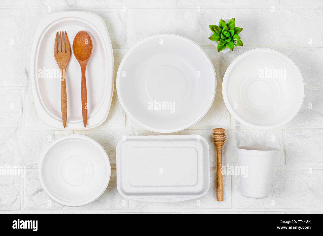 Eco-friendly biodegradable paper dishes and glass collection Stock ...