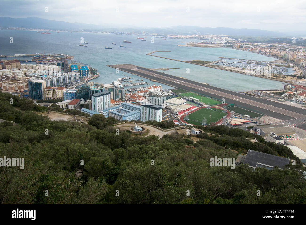 Gibraltar airport runway sea boats boat ship ships port landing strip ...