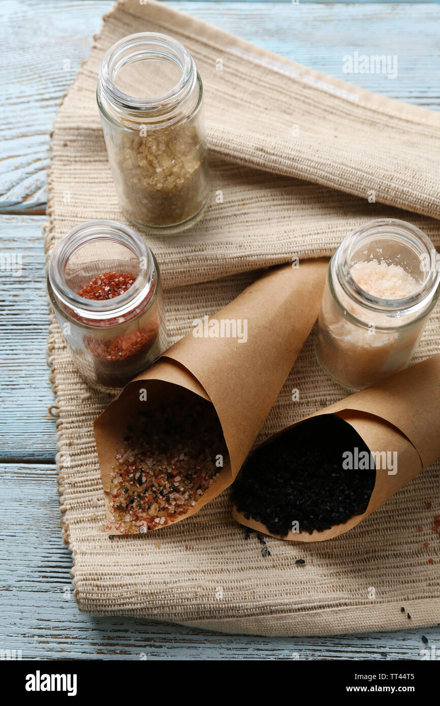 Different sea salt close up Stock Photo - Alamy
