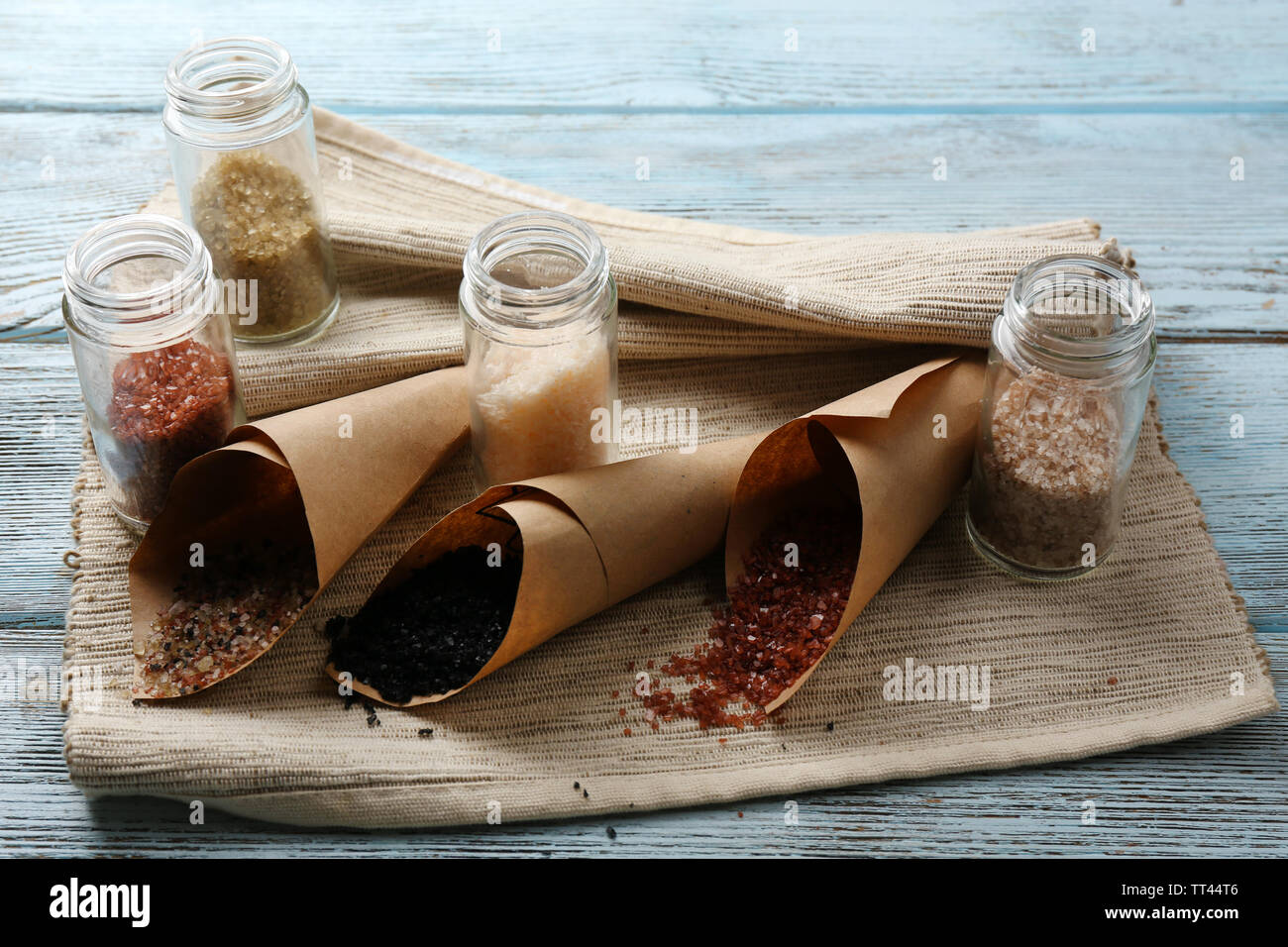 Different sea salt close up Stock Photo - Alamy