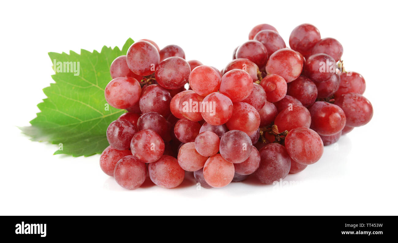 Sweet red grapes isolated on white Stock Photo - Alamy