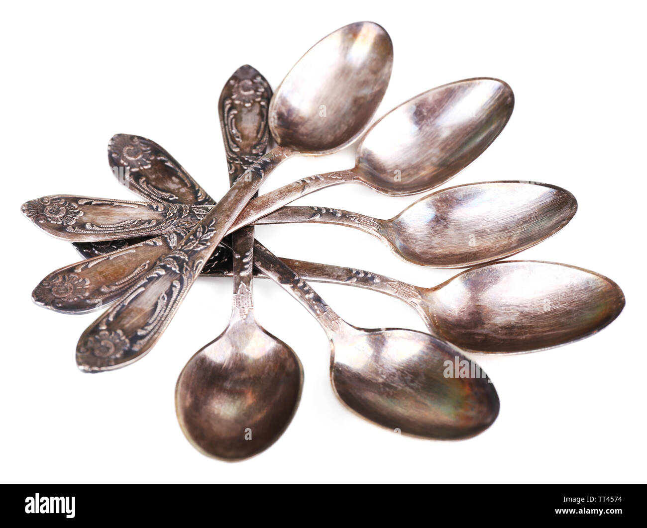 Old vintage spoons, isolated on white Stock Photo - Alamy