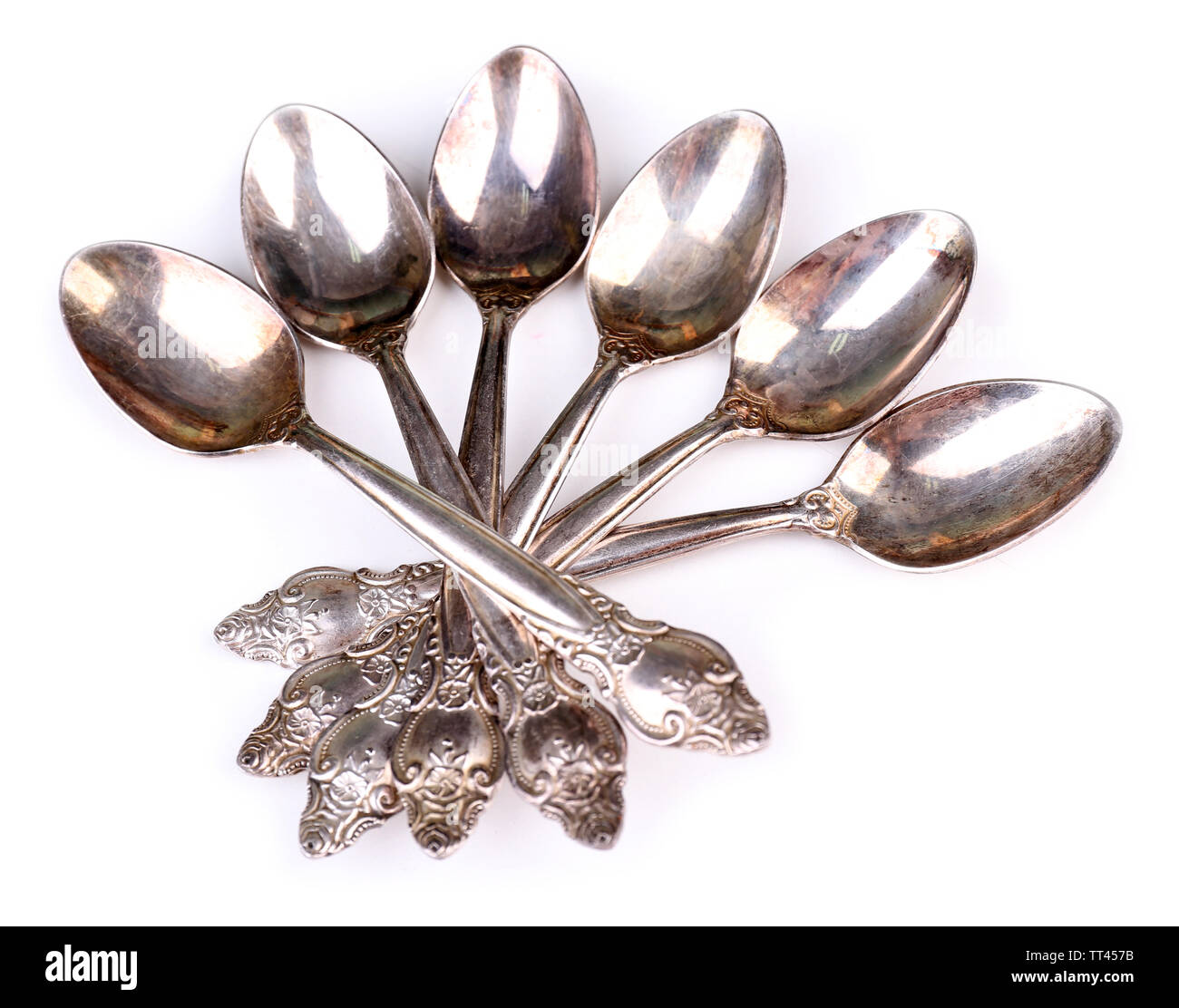 Old vintage spoons, isolated on white Stock Photo - Alamy