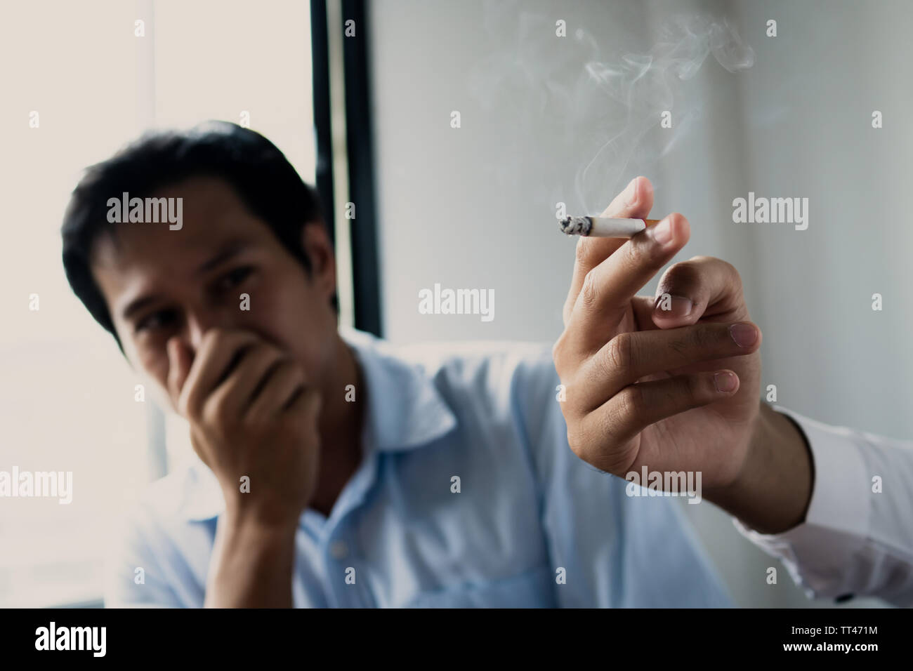 World No Tobacco Day in May, stop smoking and against concept, young ...