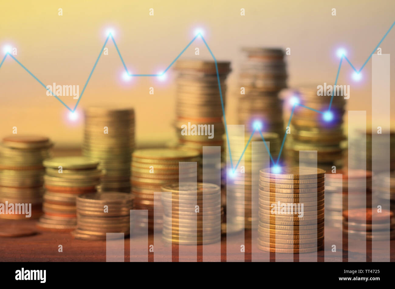 Coin stacks financial chart overlay hi-res stock photography and images ...