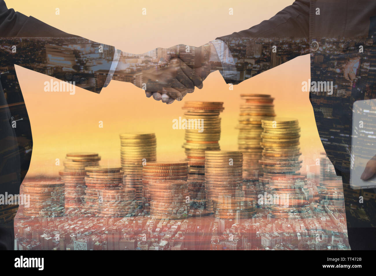 Coin stacks financial chart overlay hi-res stock photography and images ...