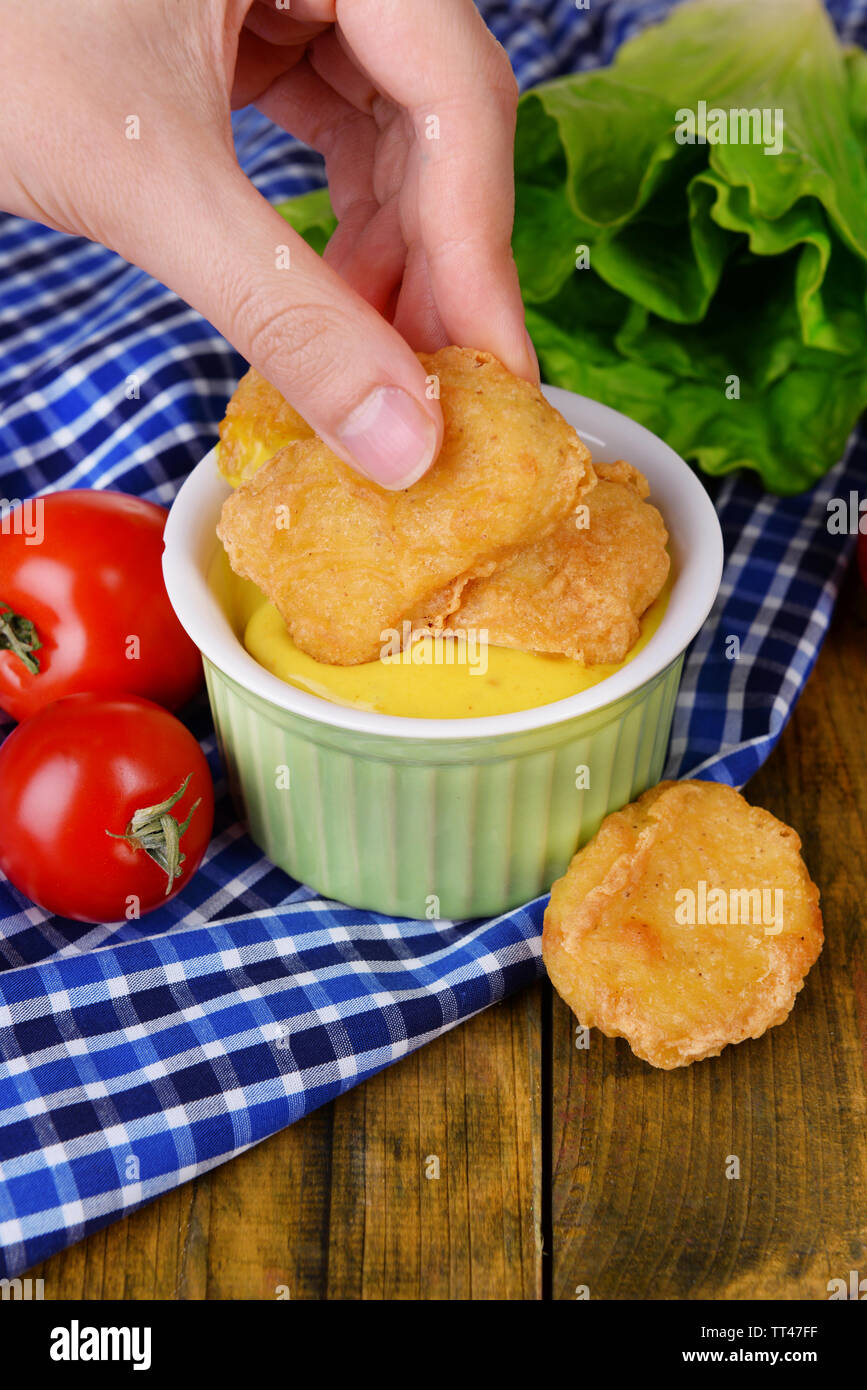 Chicken nuggets dunk hi-res stock photography and images - Alamy