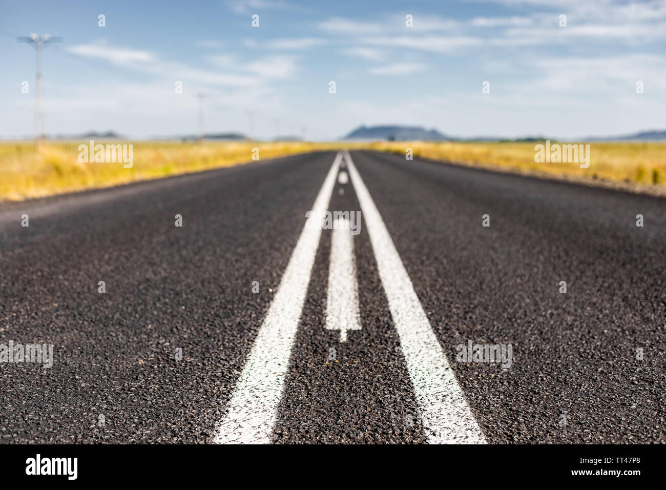 View of an empty country highway road in South African Farmland region ...