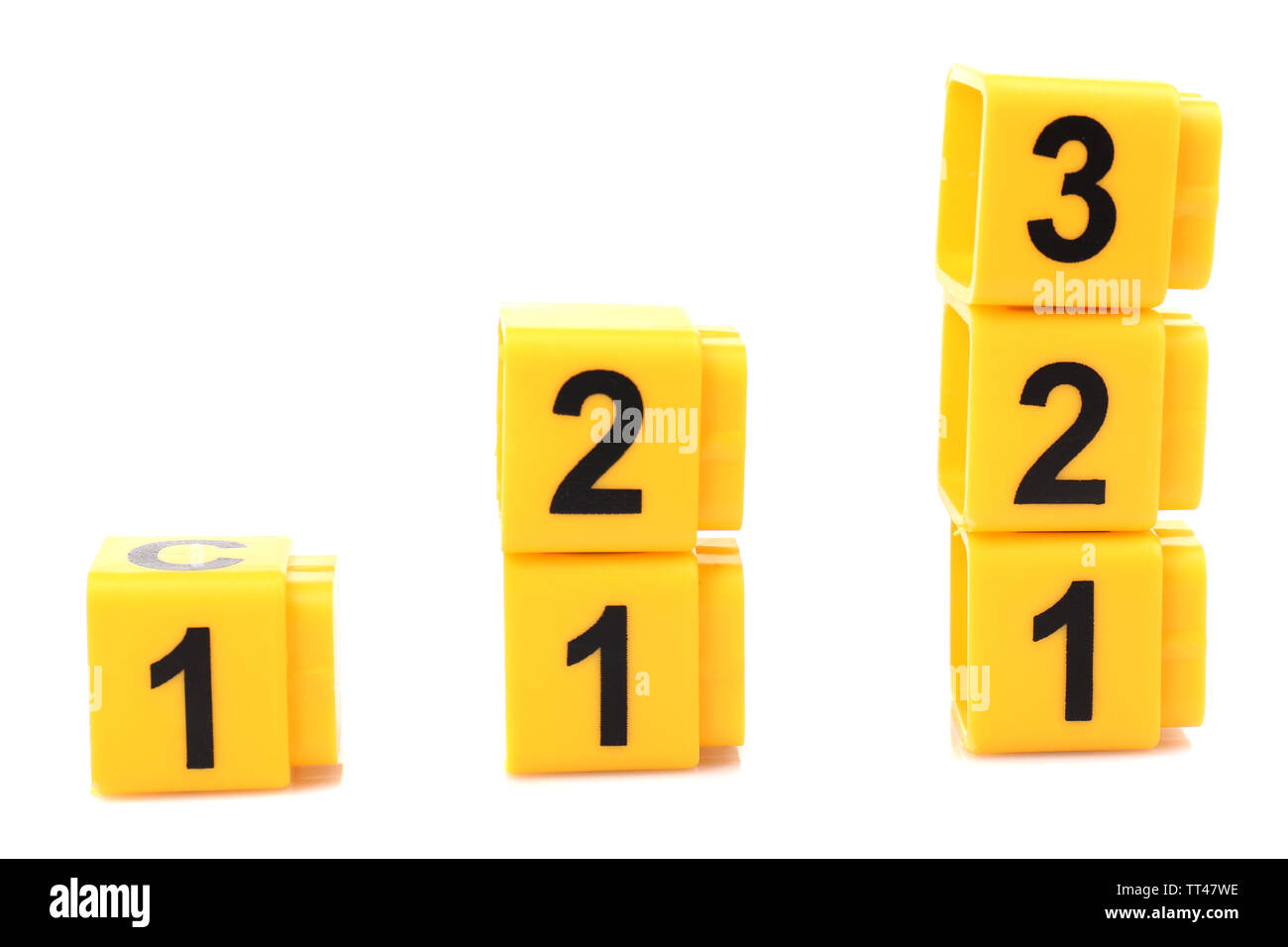 Educational cubes with different numbers isolated on white Stock Photo ...