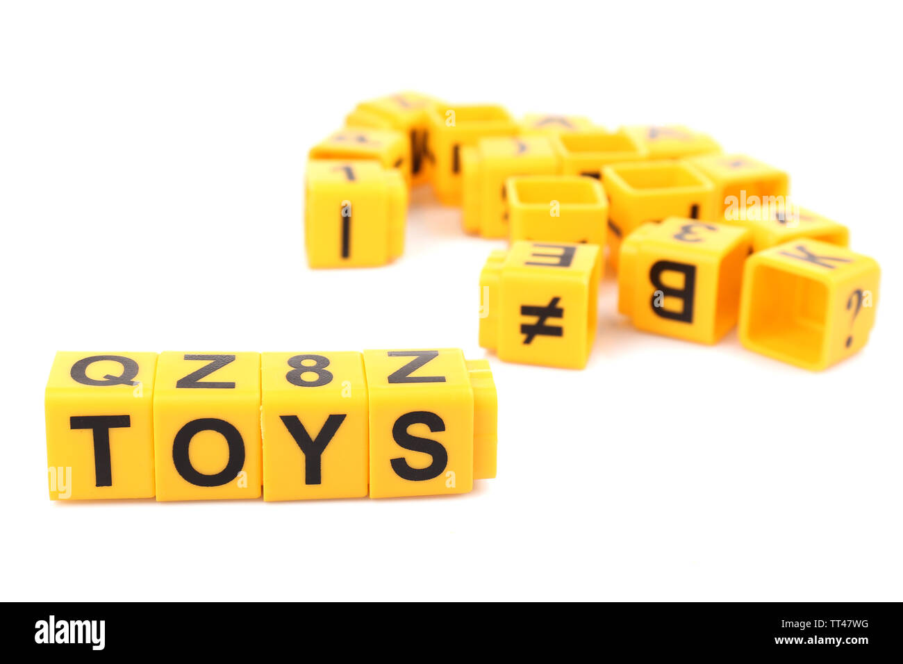 Educational cubes with different letters and numbers isolated on white ...