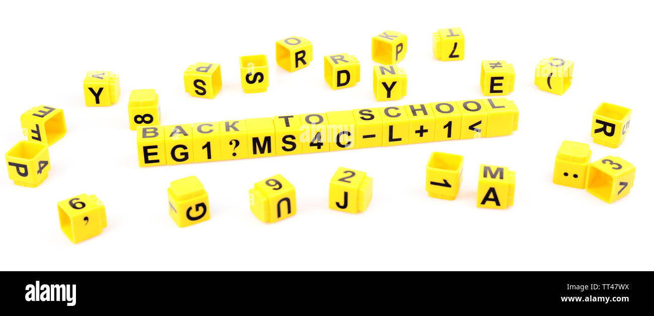 Back to school. Educational cubes isolated on white Stock Photo - Alamy