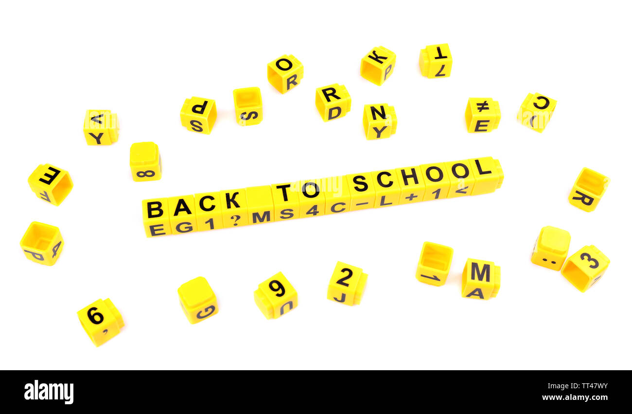 Back to school. Educational cubes isolated on white Stock Photo - Alamy