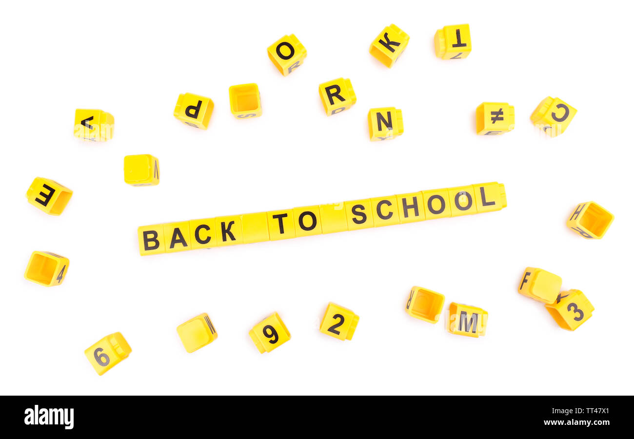 Back to school. Educational cubes isolated on white Stock Photo - Alamy