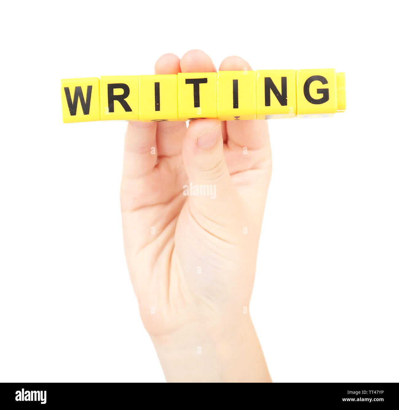 Word Writing formed from educational cubes isolated on white Stock ...